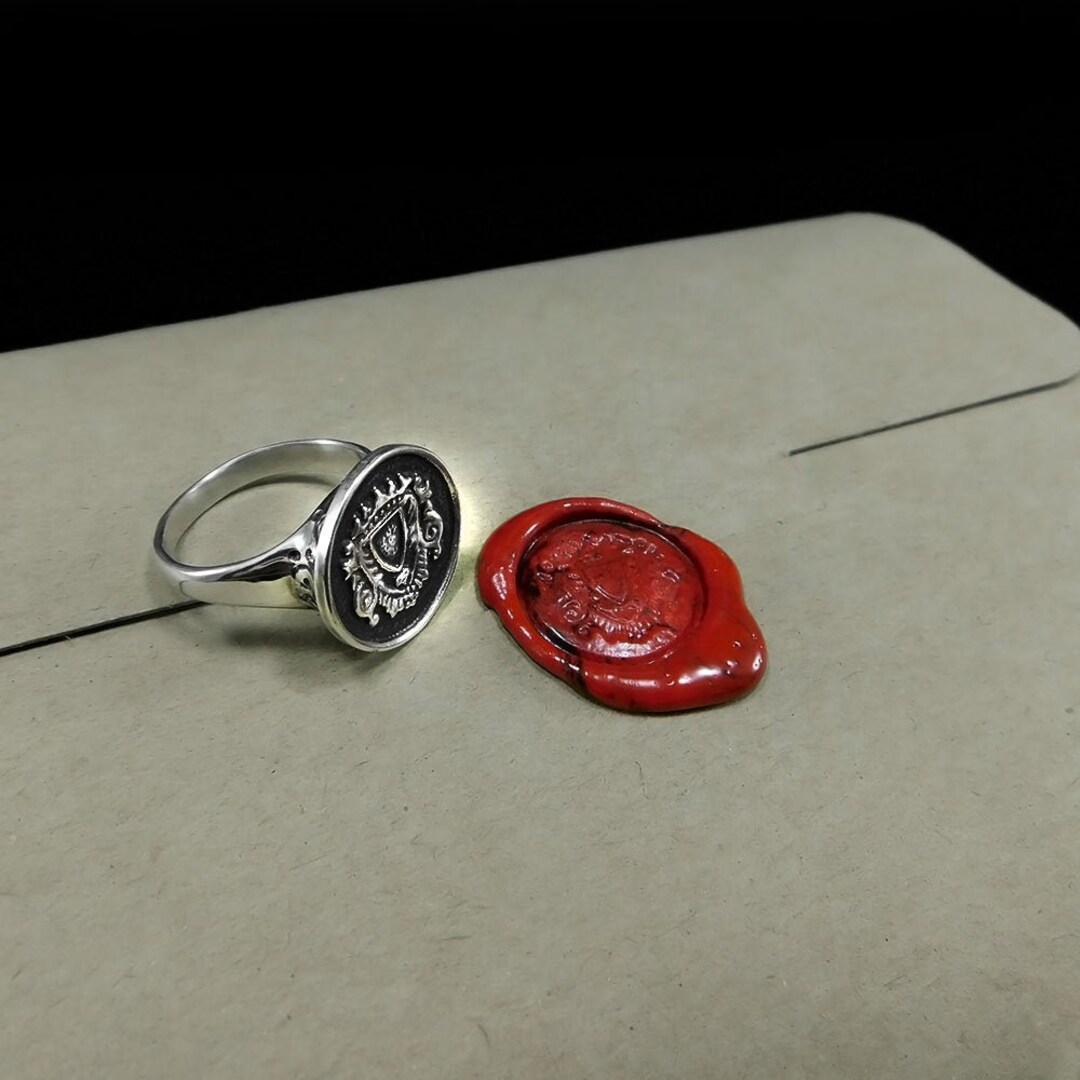 Signet Ring Men Silver Wax Seal Ring Coat of Arms Ring Seal - Etsy