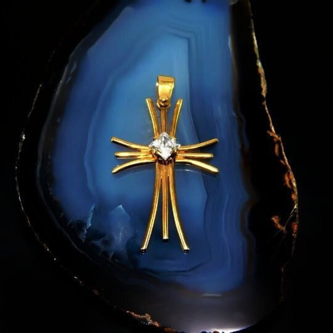 Solid Gold Cross Necklace for Women, Quartz Cross, 14K Gold Cross ...