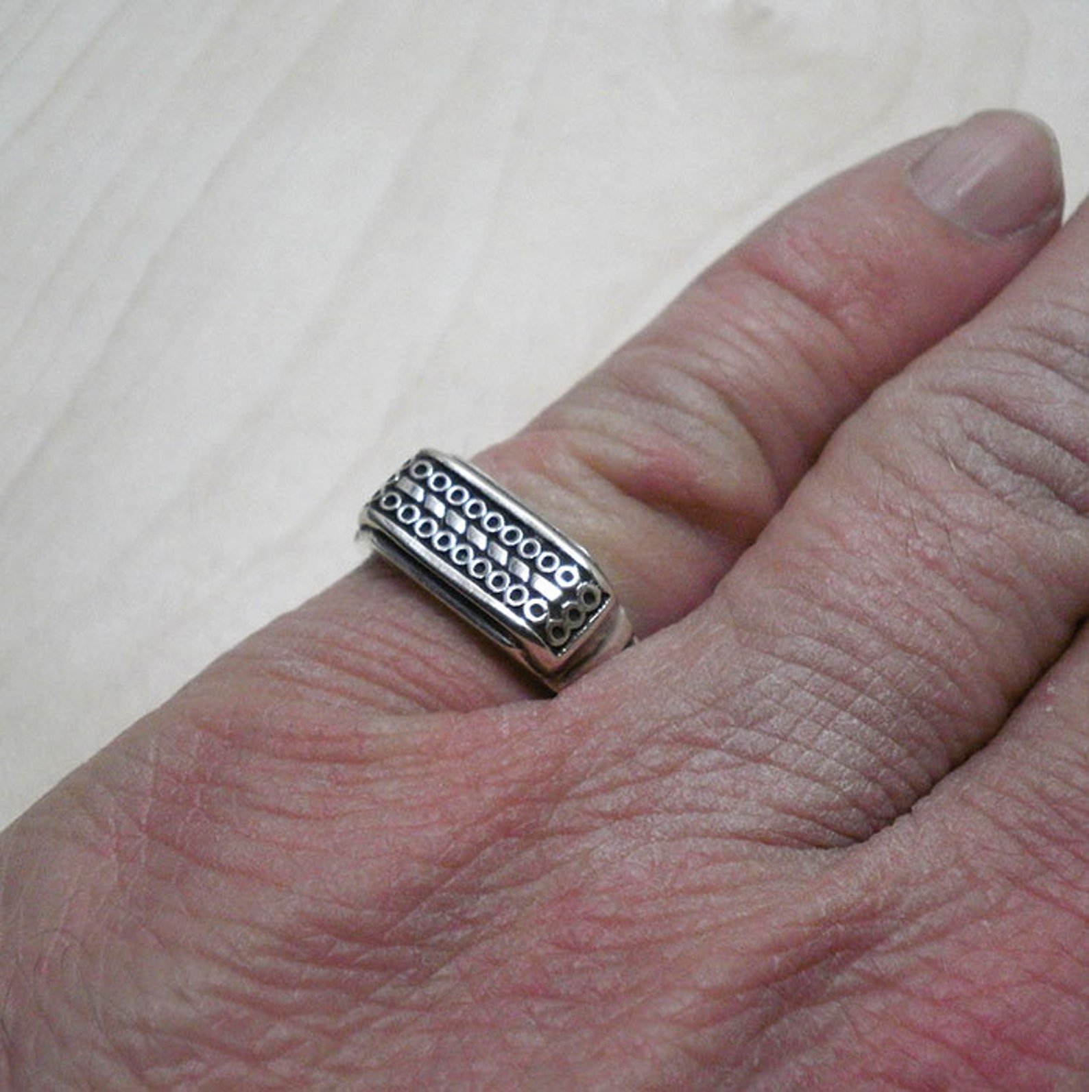 Mens silver ringengraved ringgentleman ringvintage | Etsy