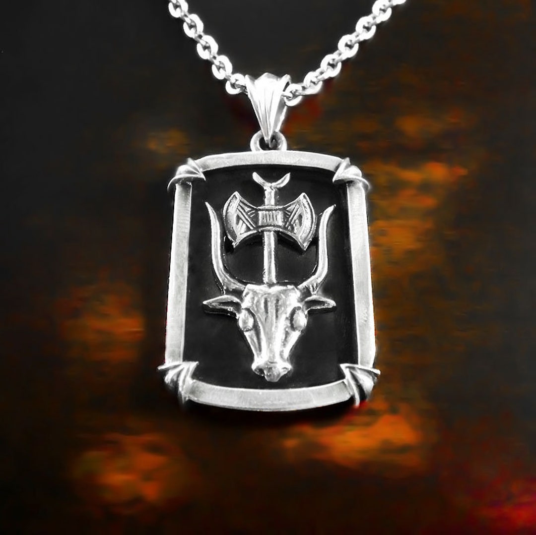 Bull Necklace Silver Silver Necklace Men Mens Gift Silver - Etsy