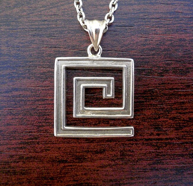 Greek Key Necklace Silver Men Pendant Greek Symbol Greek - Etsy