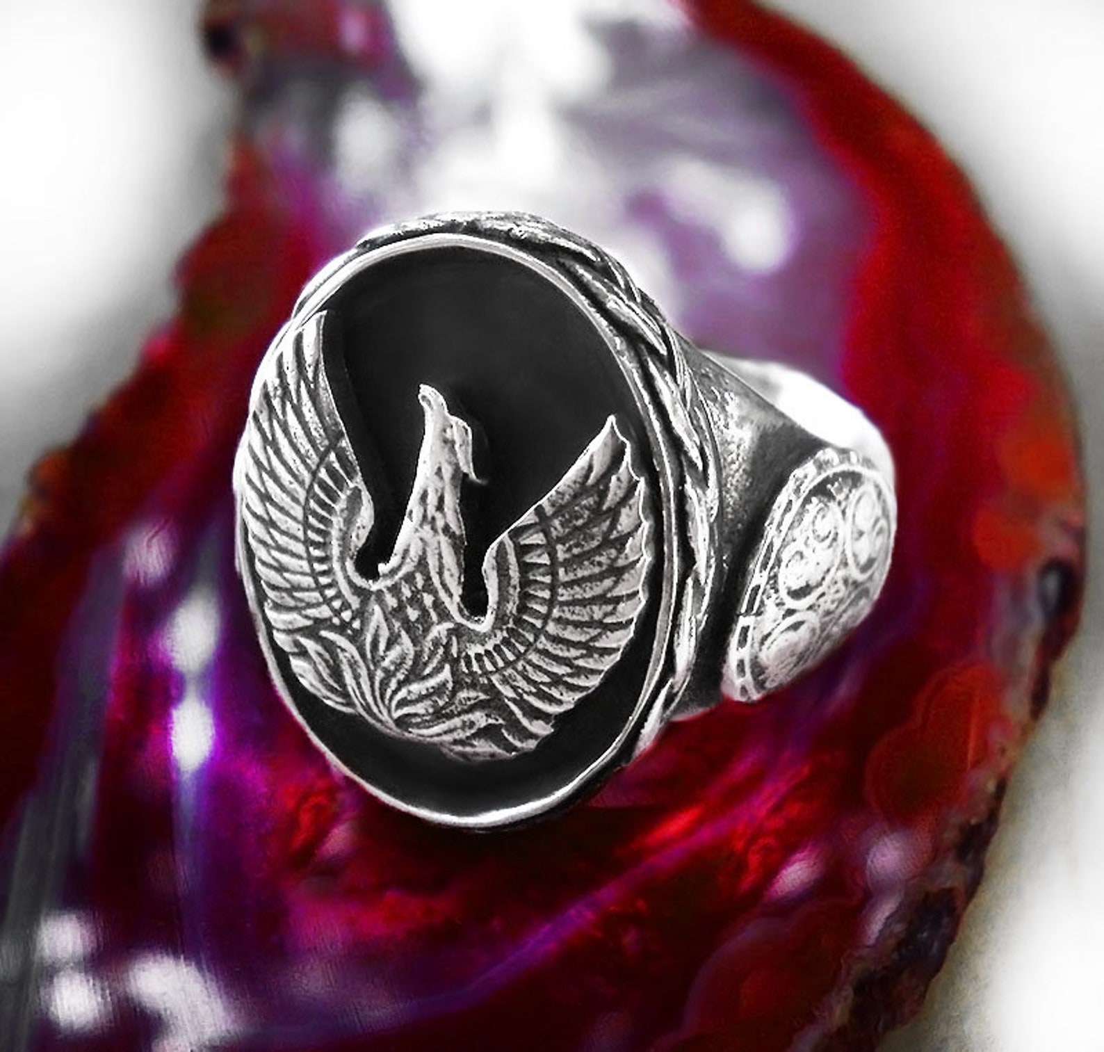 Sterling Silver Ring Men Phoenix Ring Silver Rising Phoenix | Etsy