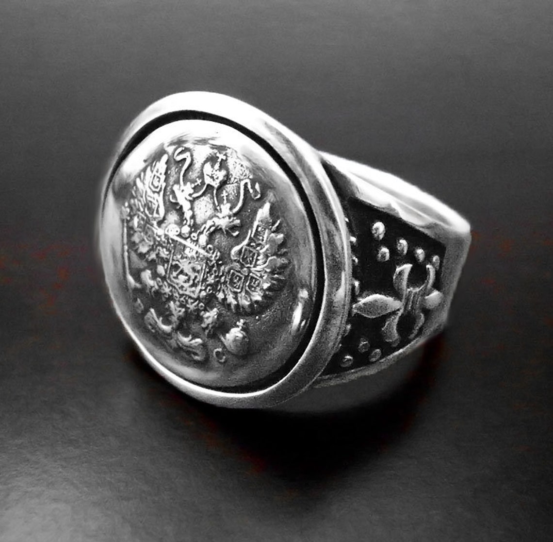 Russian Eagle Silver Ring Men Coat of Arms Russian Eagle | Etsy