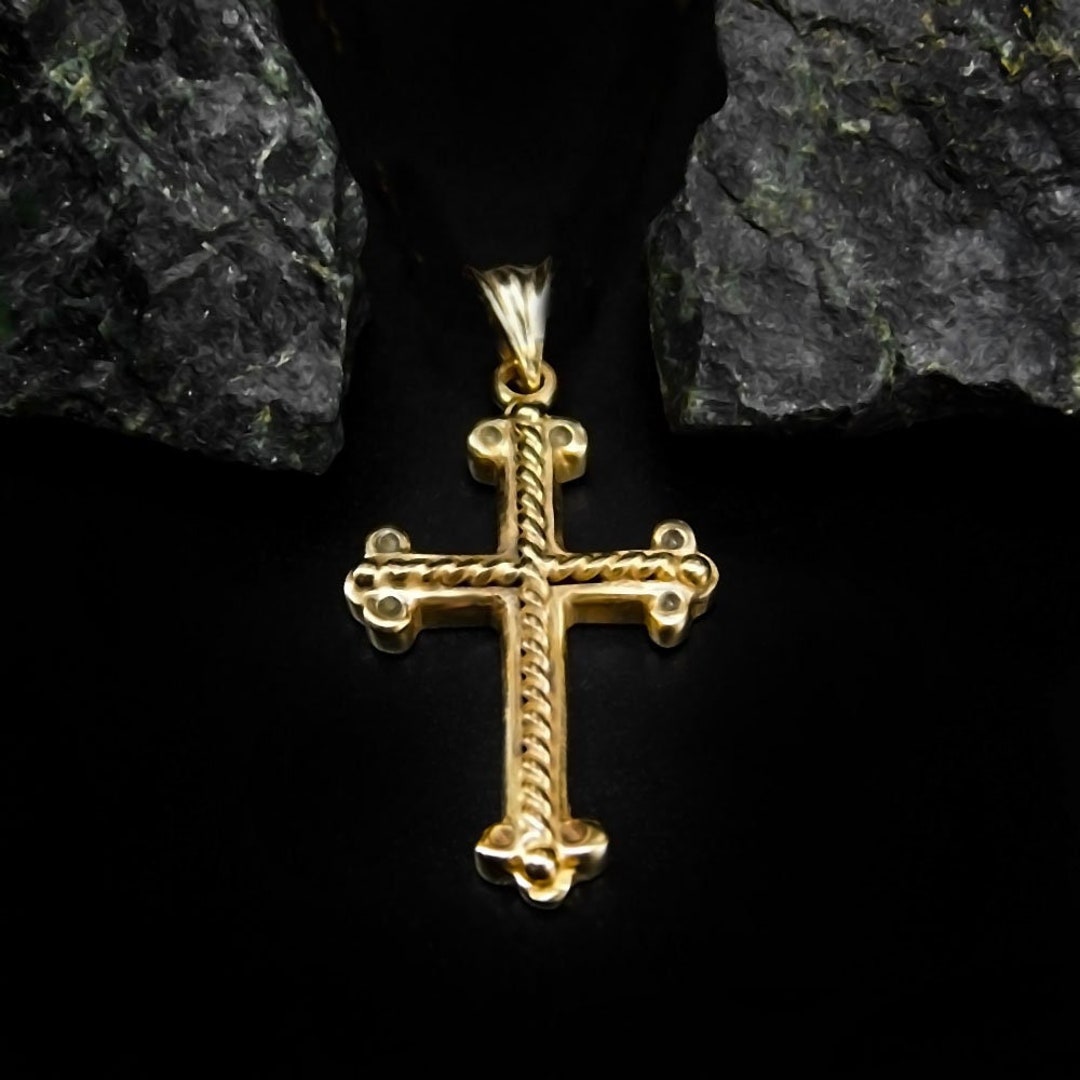 Solid Gold Cross Men, Gold Necklace, Mens Gold Cross, 14K Gold Cross ...