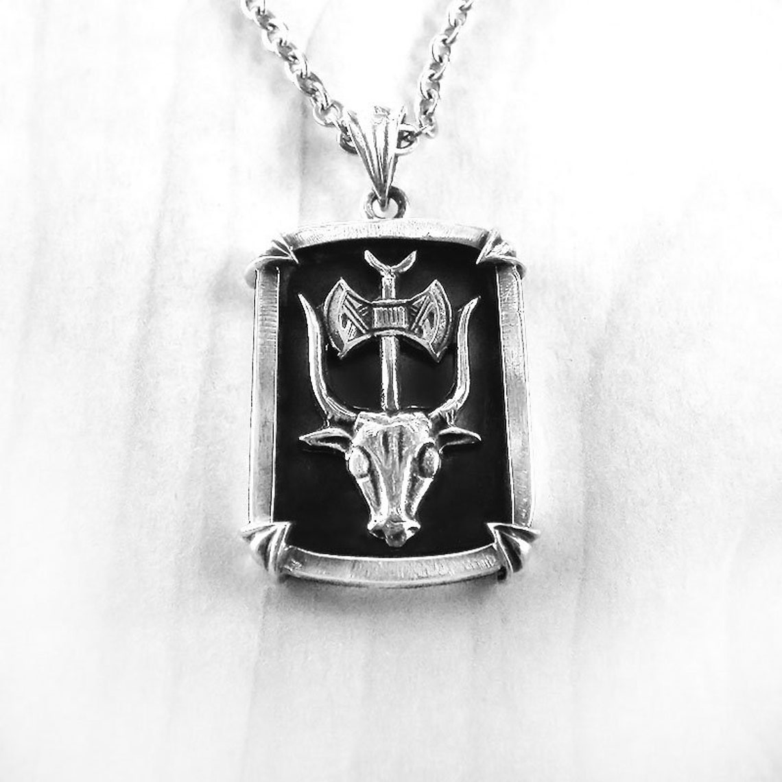 Bull Necklace Silver Silver Necklace Men Mens Gift Silver - Etsy