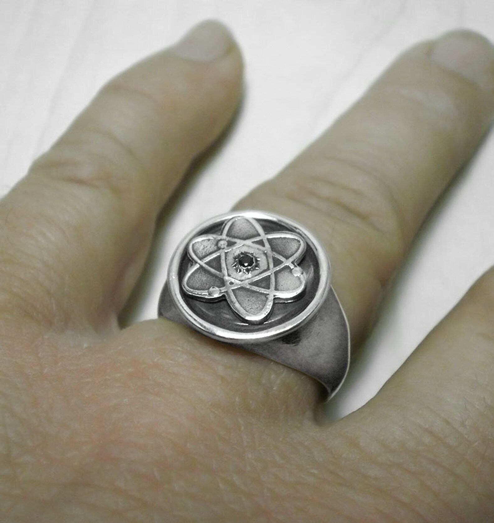 Atom Ring Silver Men Science Symbol Ring Mens Gift Silver | Etsy