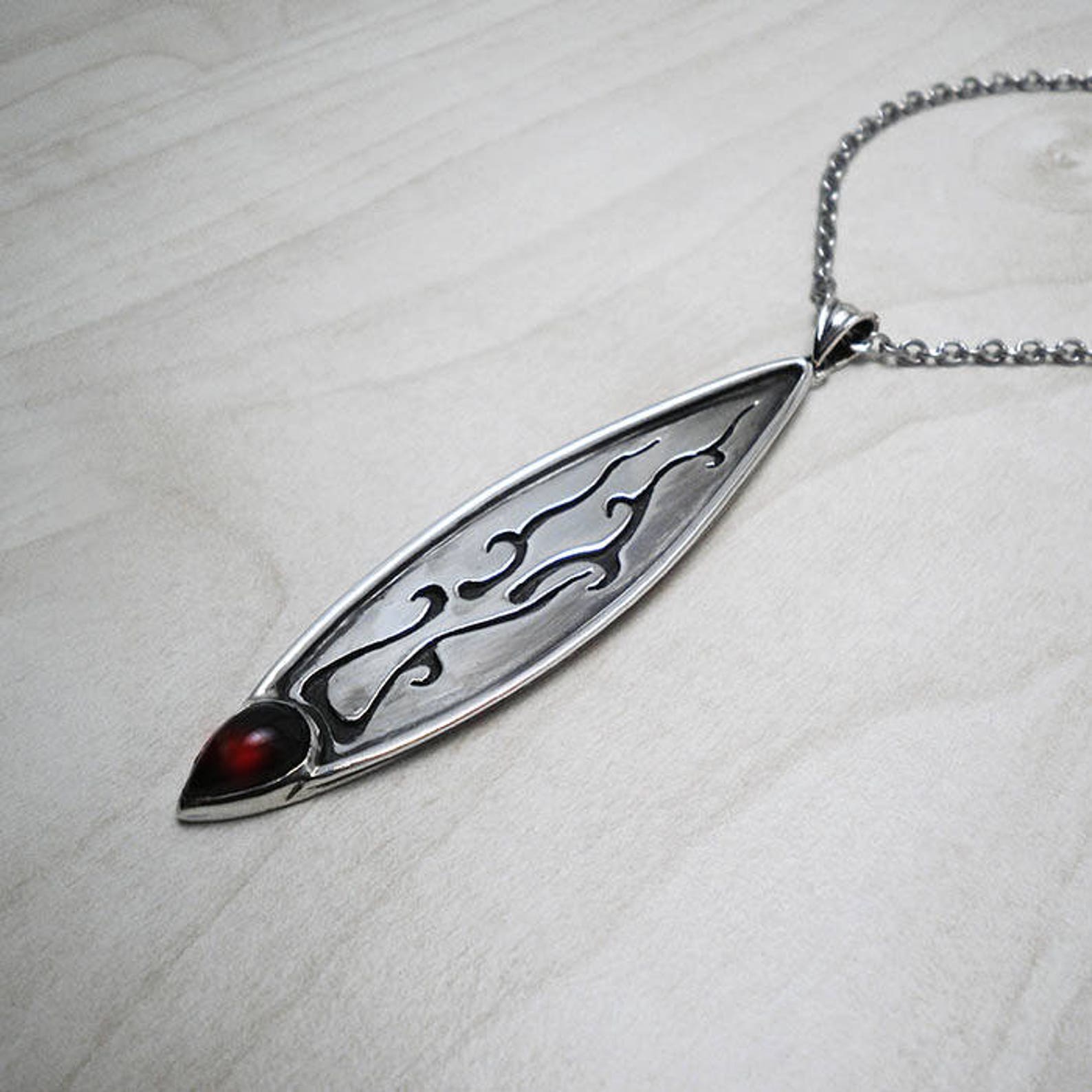 Fire Necklace Sterling Silver Necklace Men Gothic Jewelry - Etsy