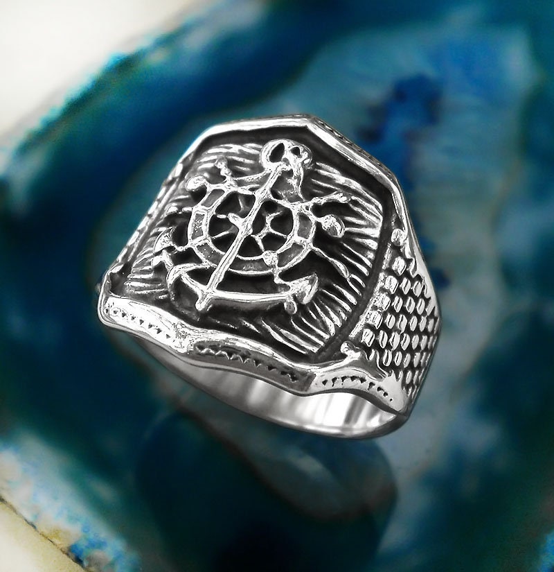 Anchor Ring Silver Men Nautical Jewelry Mens Gift Silver - Etsy
