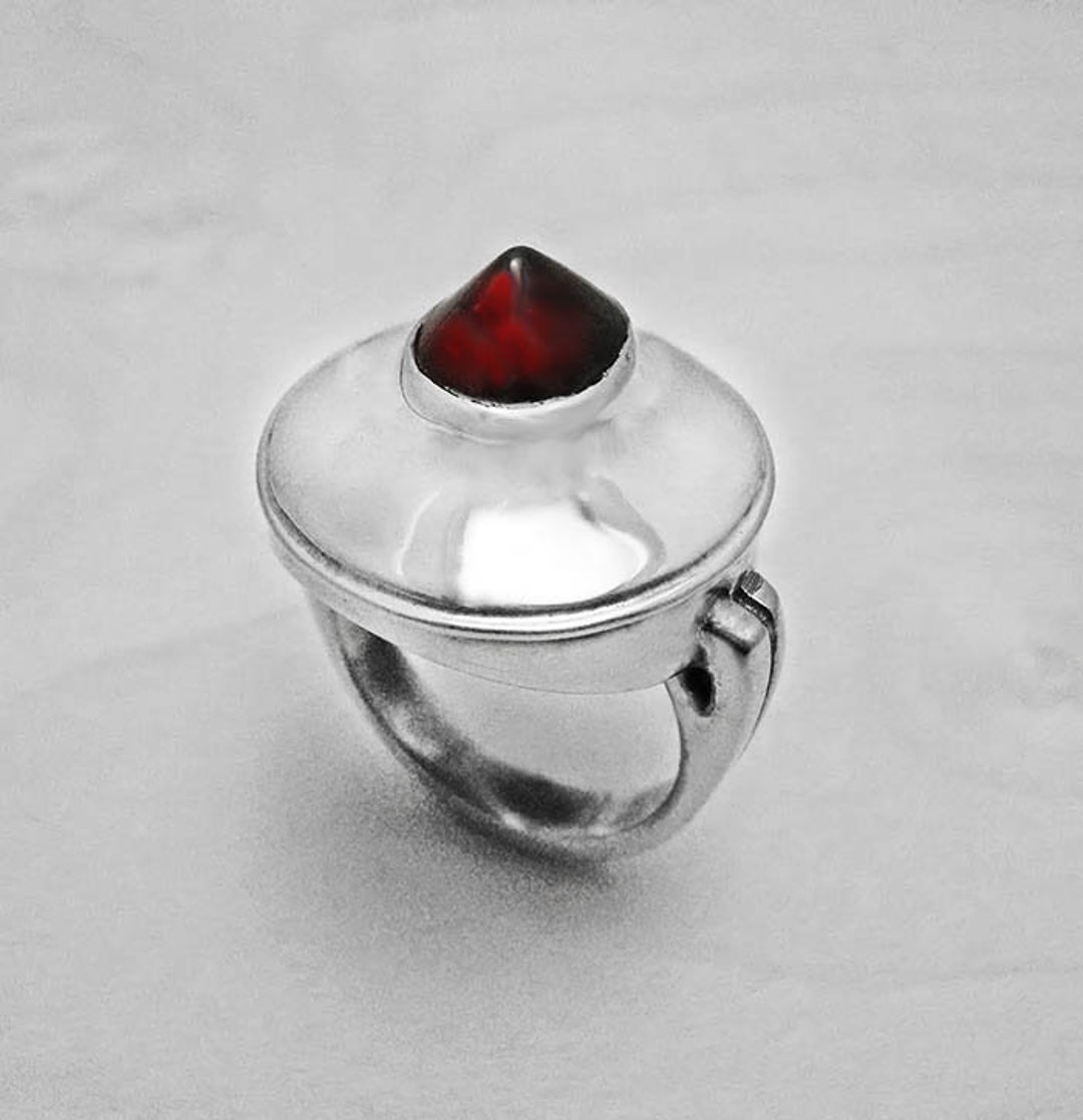 Witch Ring, Witch Hat, Wiccan Jewelry, Garnet Ring, Contemporary ...