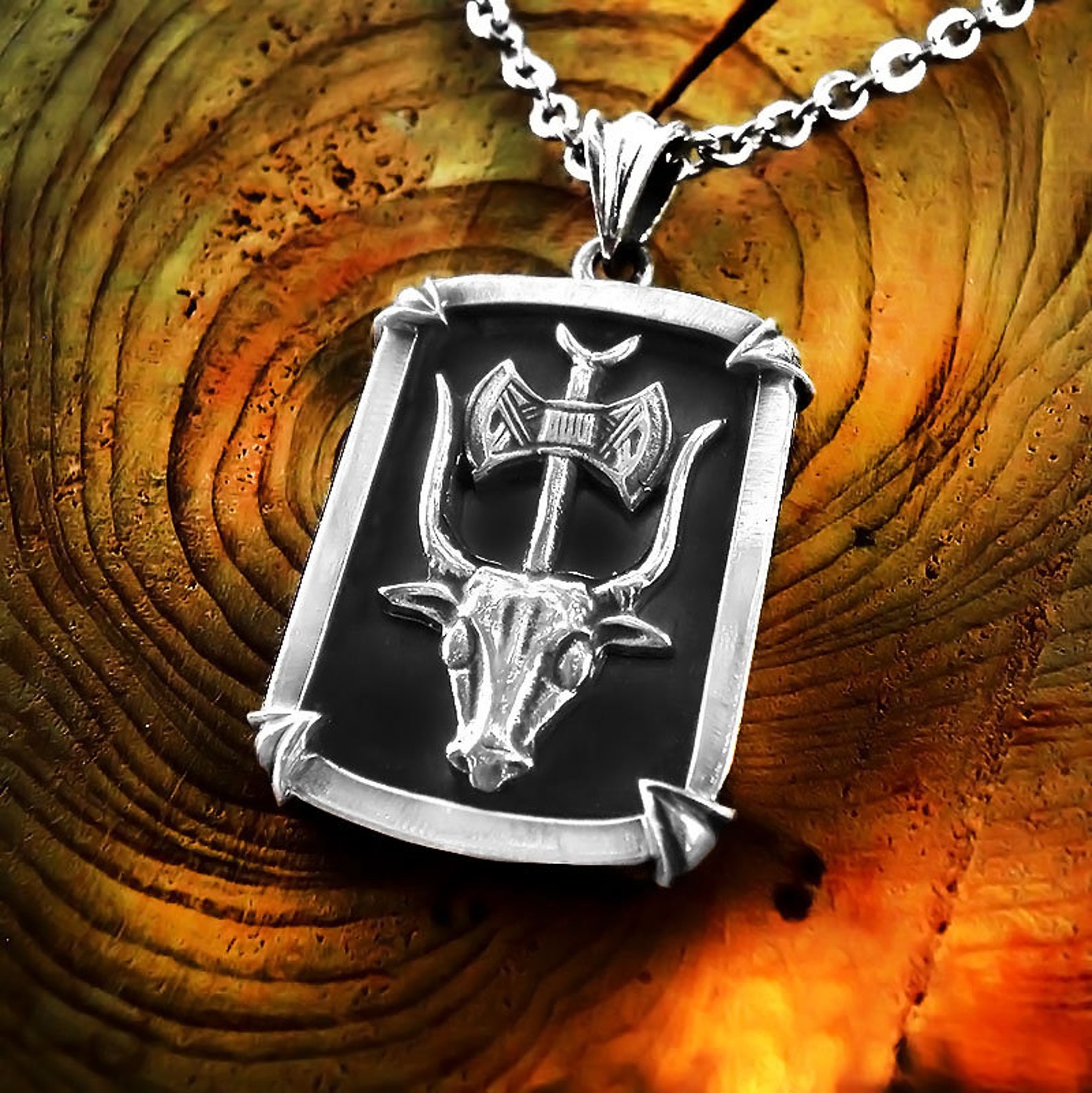 Bull Necklace Silver Silver Necklace Men Mens Gift Silver | Etsy