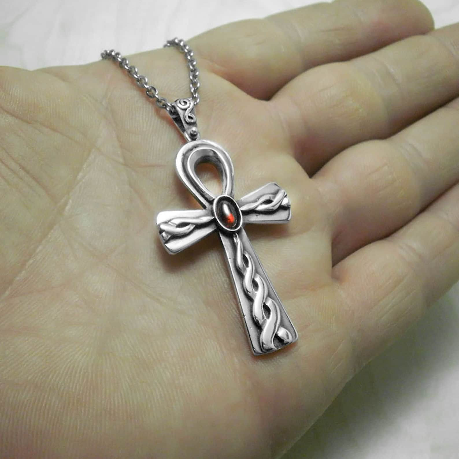Ankh Necklace Silver Men Egyptian Pendant Silver Ankh Silver - Etsy España