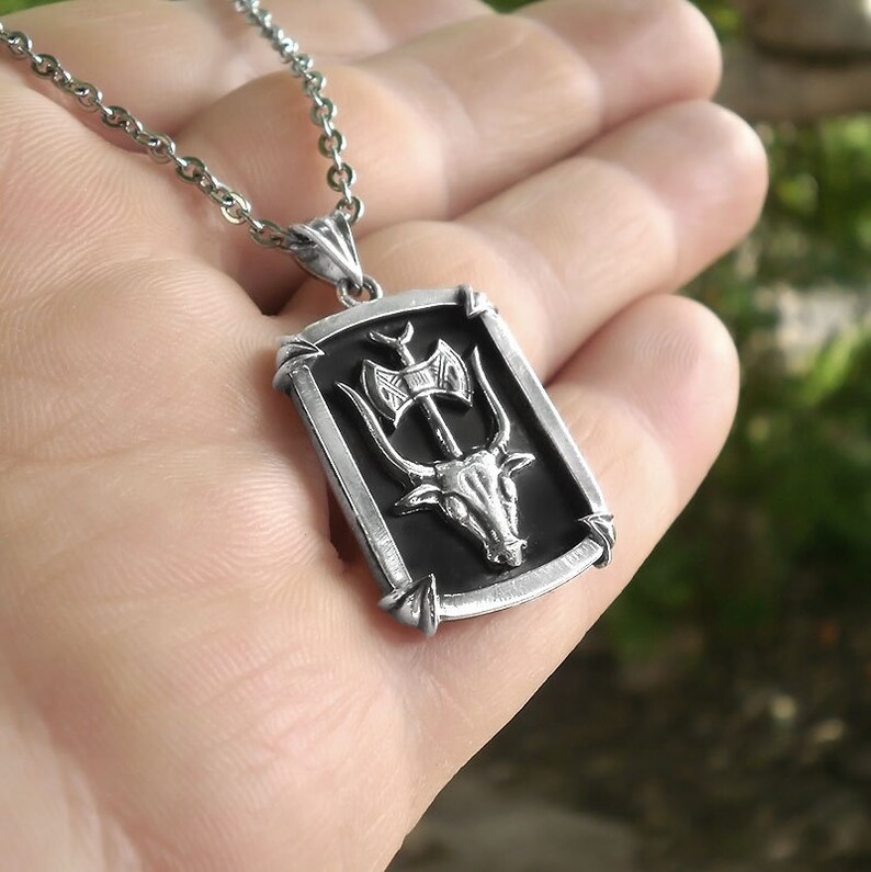 Bull Necklace Silver Silver Necklace Men Mens Gift Silver - Etsy