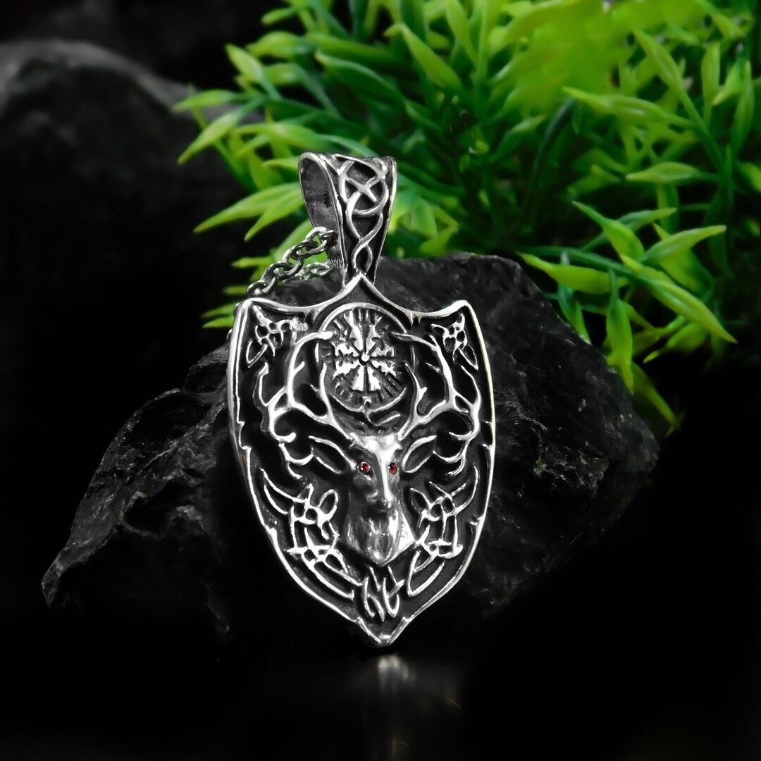 Stag Necklace Silver Gift for Men and Hunter, Viking Stag Pendant ...