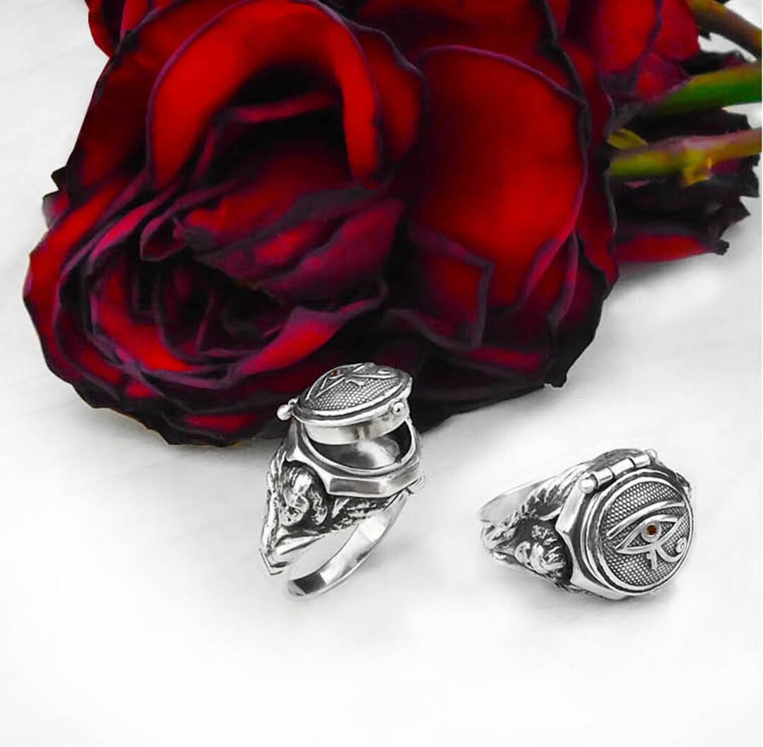 Silver Poison Ring, Locket Box Silver Ring, Silver Angel Snuff Box Ring ...