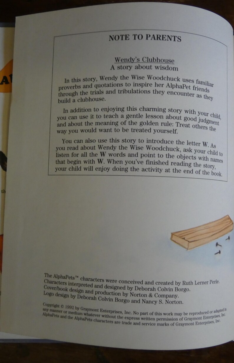 Wendy's Clubhouse Vintage Children's Book - Alphapets Story - Etsy