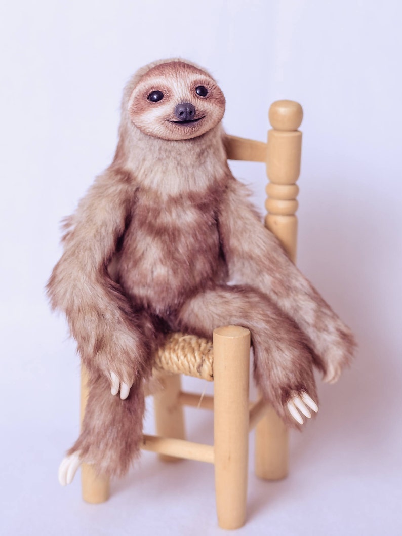 Art Doll animals Sloth clay sculpture Staffed sloth | Etsy