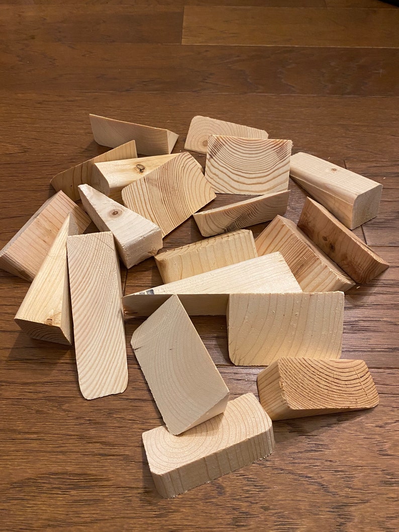 Triangle Wedge Scraps Grab Bag Solid Wood Craft Blocks Natural - Etsy