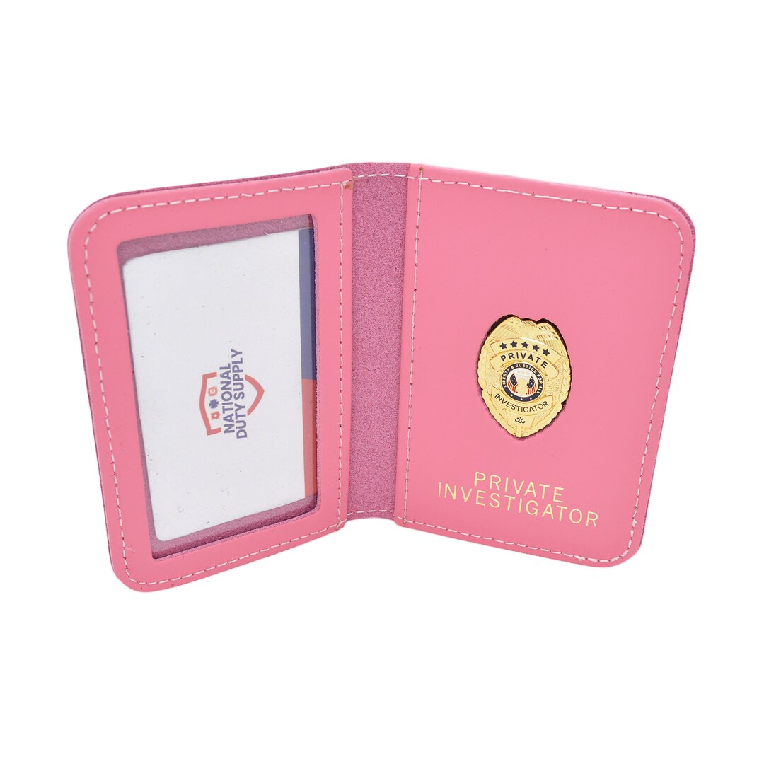 Private Investigator Badge Pink Leather Wallet Private Eye Detective PI ...