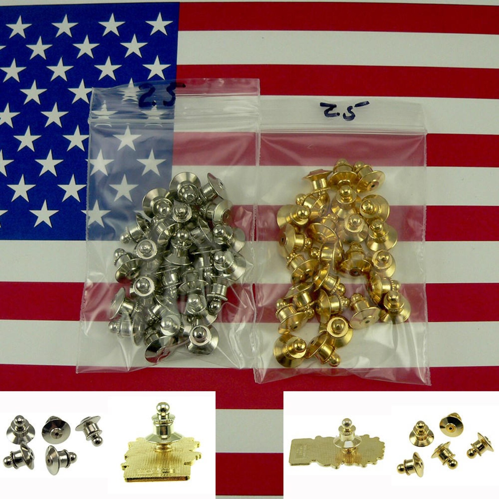 25 Locking Ball Top Tie Tac Pin Backs Clutch Clasp Fastener - Etsy