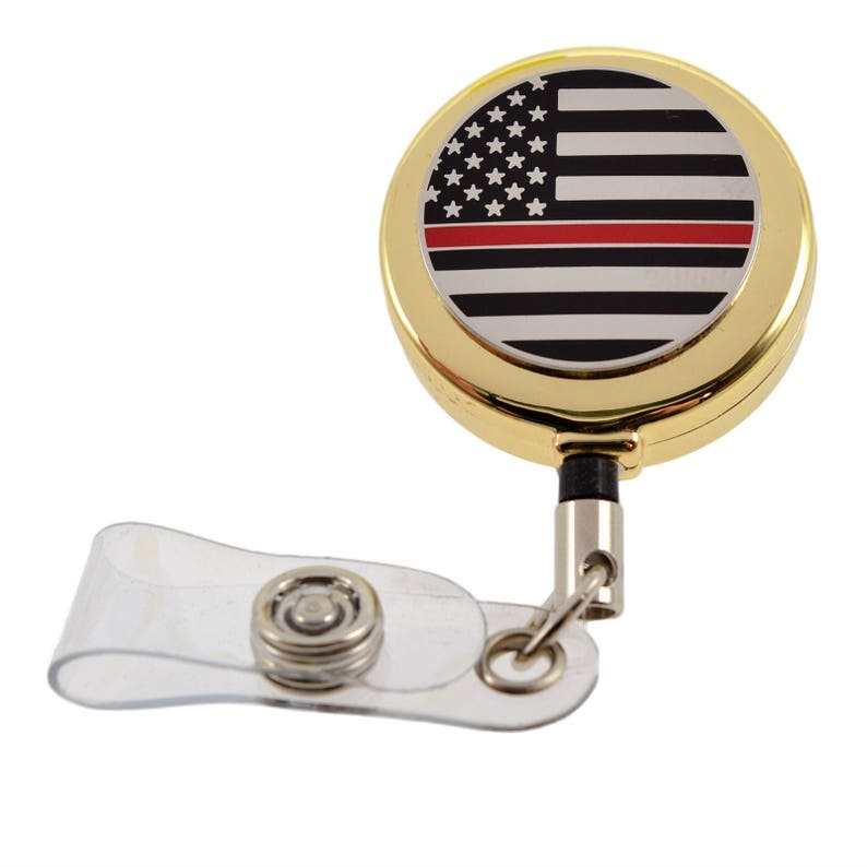 Thin Red Line Firefighter Badge Reel ID Security Pass Holder - Etsy
