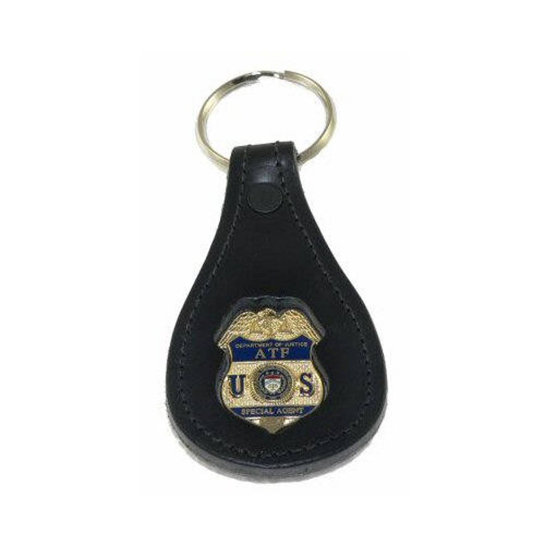 ATF & E Federal Special Agent Mini Badge Leather Keyring Keychain Key ...