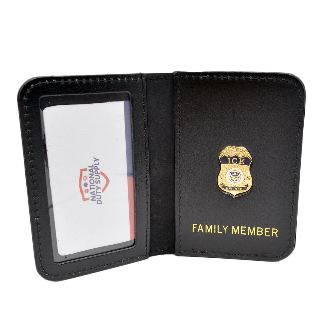 ICE Officer Family Member ID Wallet Leather License Case Custom Imprint ...