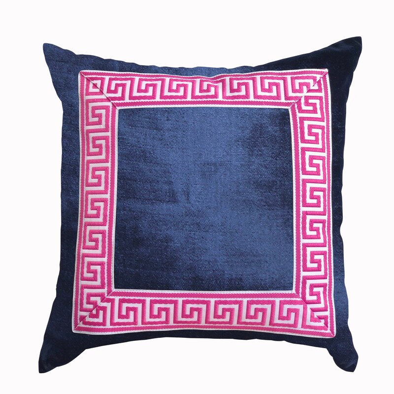 Pink Greek Key Pillow - Etsy