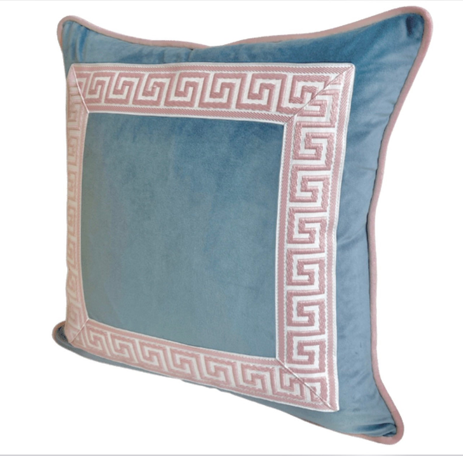 Greek Key Tape Pillow Cover Case Velvet Fabric Dusty Light - Etsy