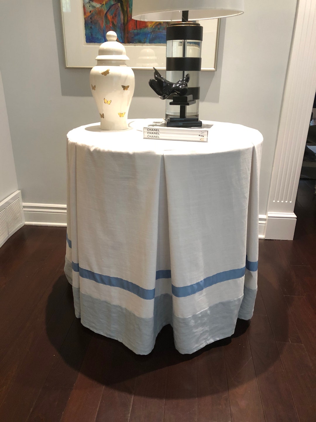 Round Tablecloth Tableskirt Table Designer Italian White or Natural ...