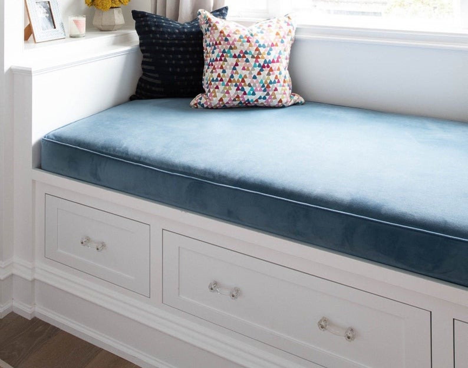 Designer Bench Cushion Cover Soft Washable Velvet Piping - Etsy