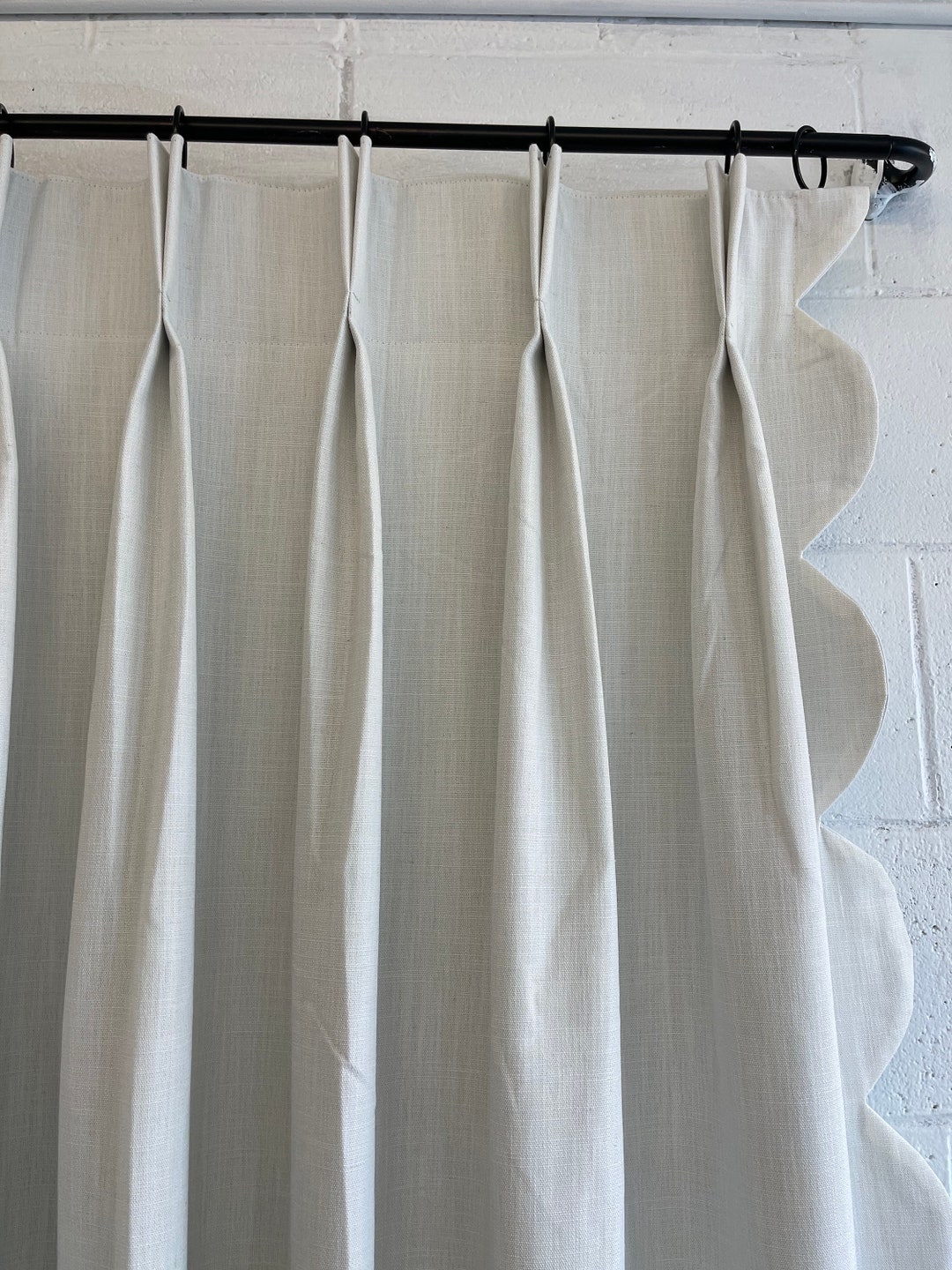 Linen Pinch Pleat Curtain Wt Scalloped Edges Border Many Colors Fabric ...