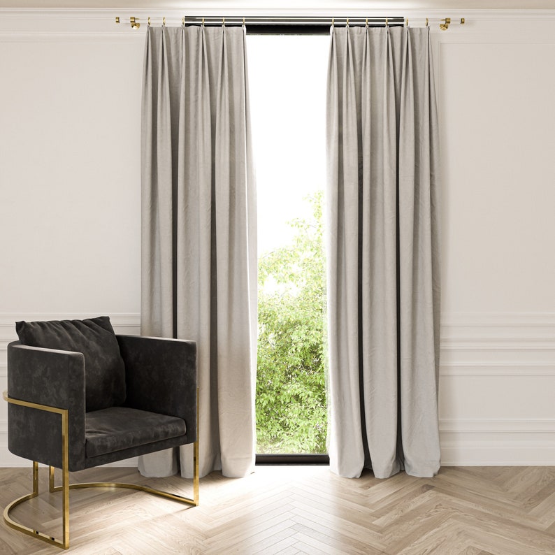 Designer light beige Drapery Weight Linen Mix Lined Curtain | Etsy