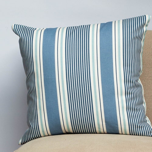 Coastal Stripe Cushion in Navy Blue. Classic Nautical Striped - Etsy UK