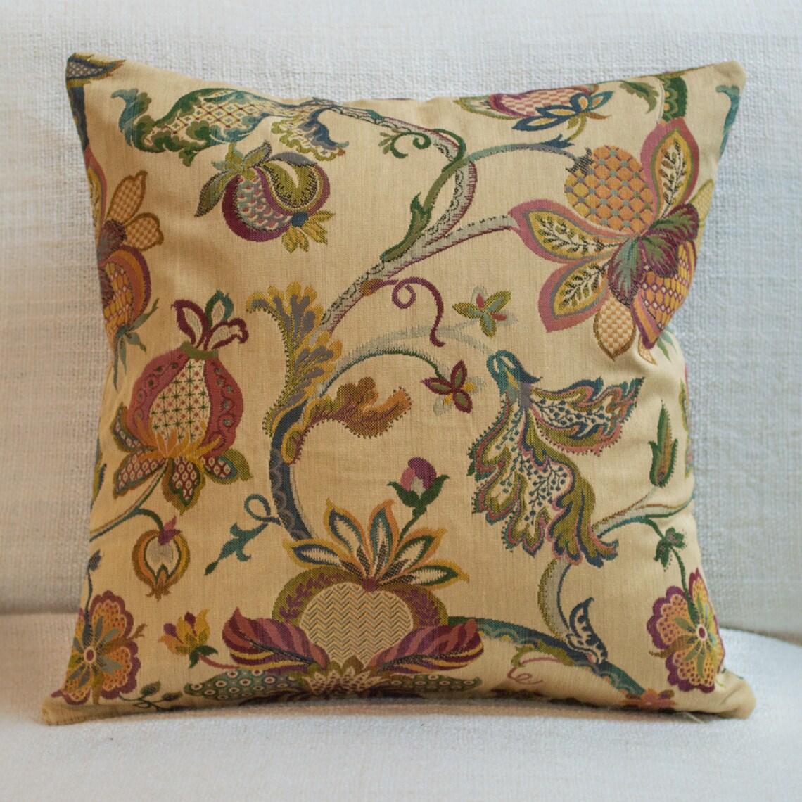 Traditional Tea Rose Heavyweight Tapestry Double Sided Cushion. 17"x17 ...