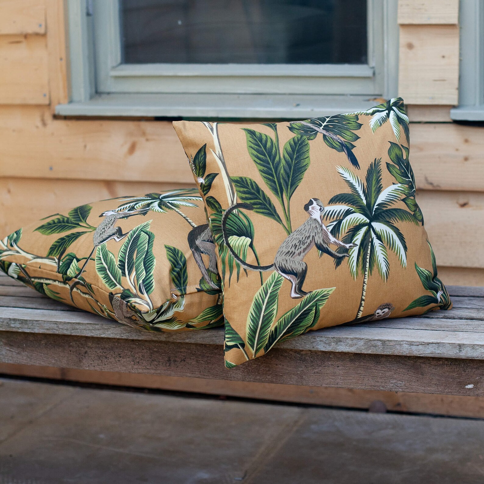 Saimiri Squirrel Monkey and Exotic Botanical Cushion. 17x17 Square ...