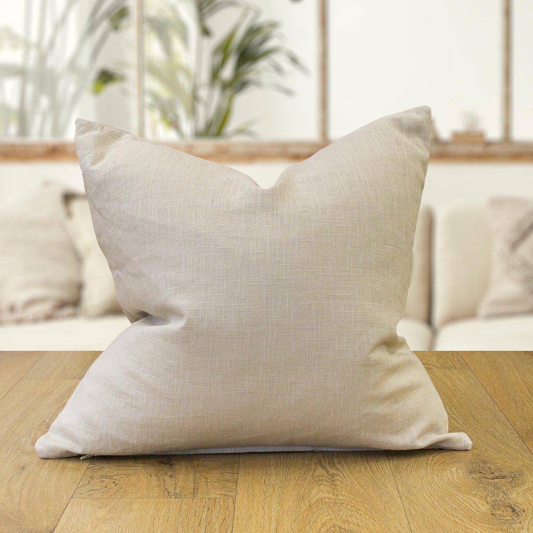 100% Linen Cushion Cover. Plain Natural Beige Linen Cushion Cover ...