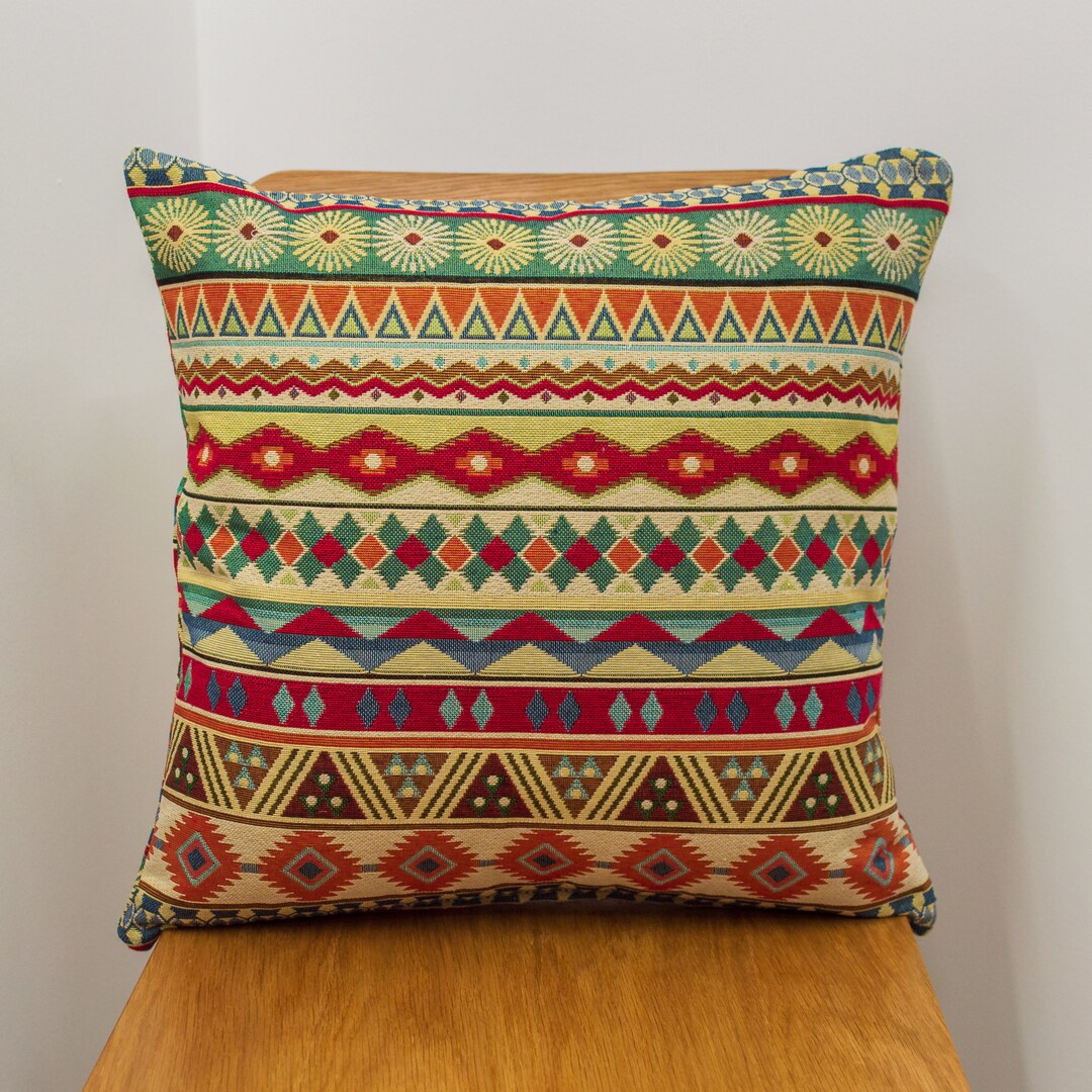 Aztec Tapestry Cushion Cover. Abstract Navajo Style Designs, Chevrons ...