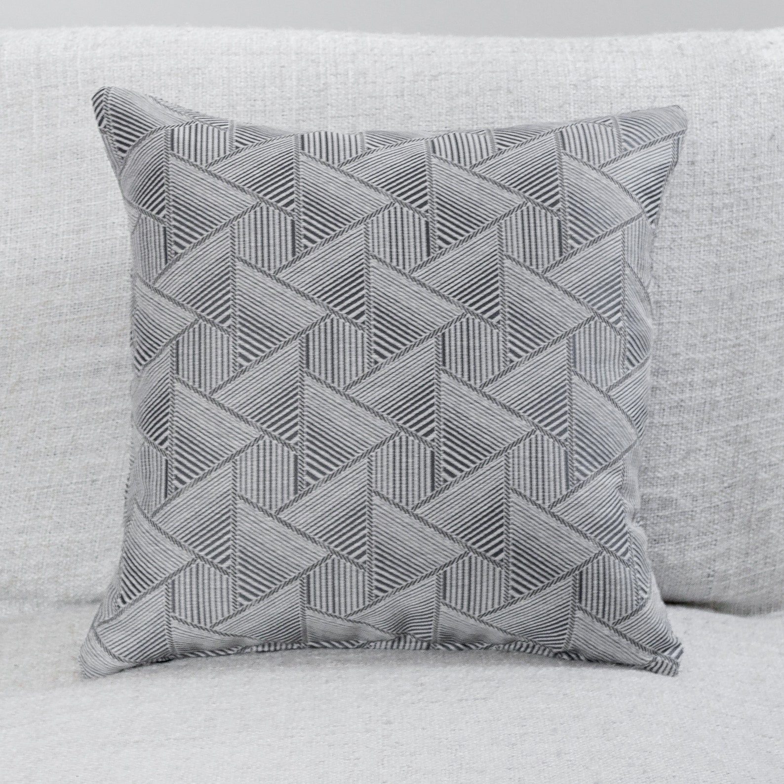 Geometric Triangles Jacquard Cushion. Charcoal Grey & Silver. - Etsy