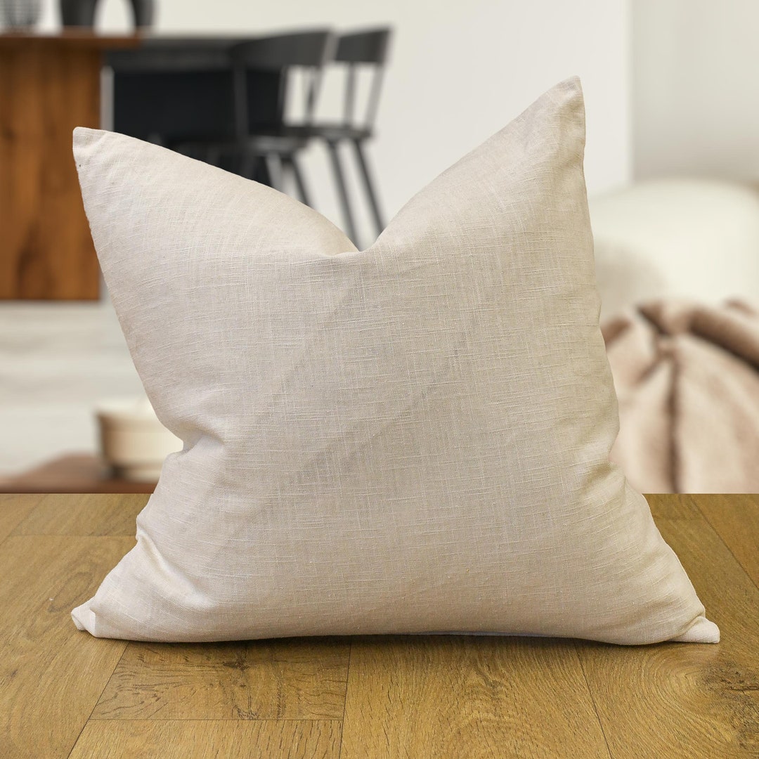 100% Linen Cushion Cover. Plain Off-white Ivory Linen Cushion Cover ...