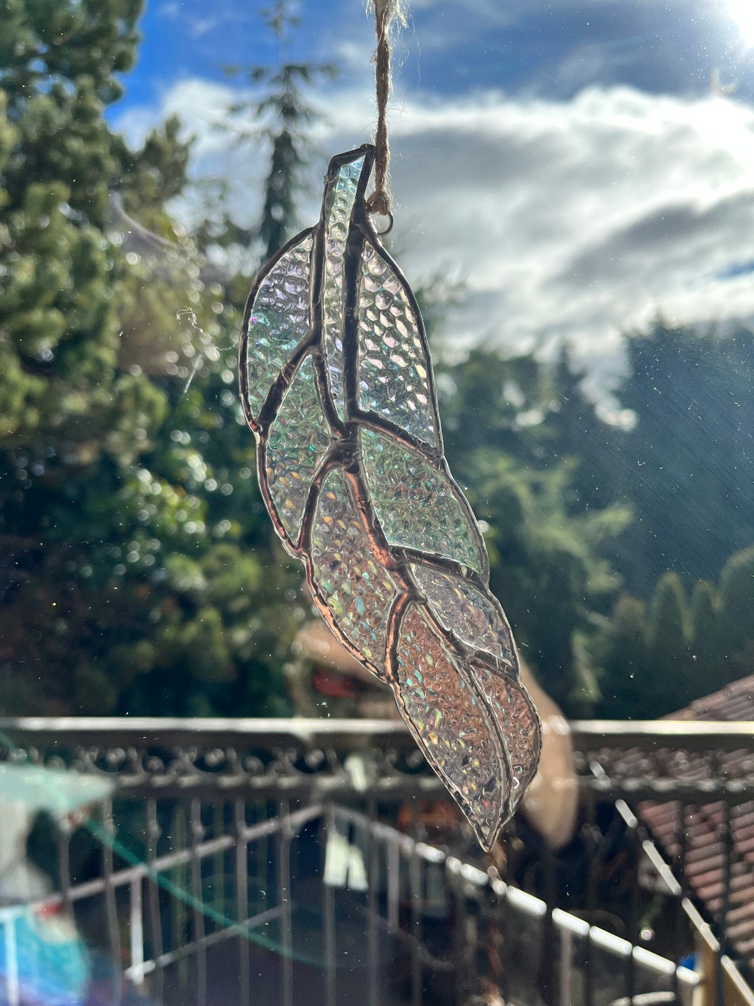 Stained Glass Feather, 7 Inches by 2 Inches, Glass Feather, Clear ...