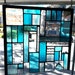 Stained Glass Blue Geometric Panel, Unique Glass Art, One of a Kind ...