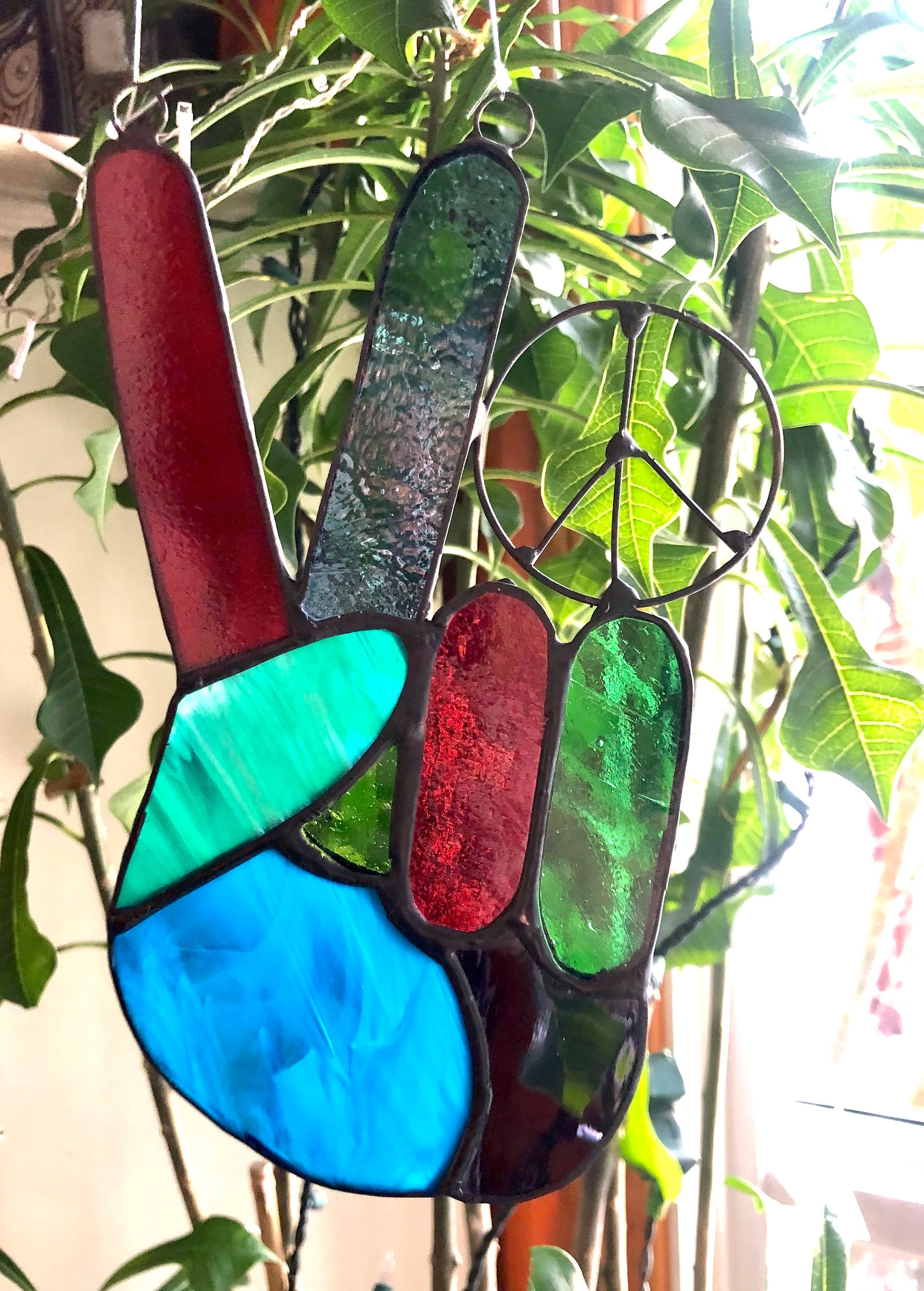 Stained Glass Peace Sign 8 Inches by 5 Inches Glass Ornament - Etsy