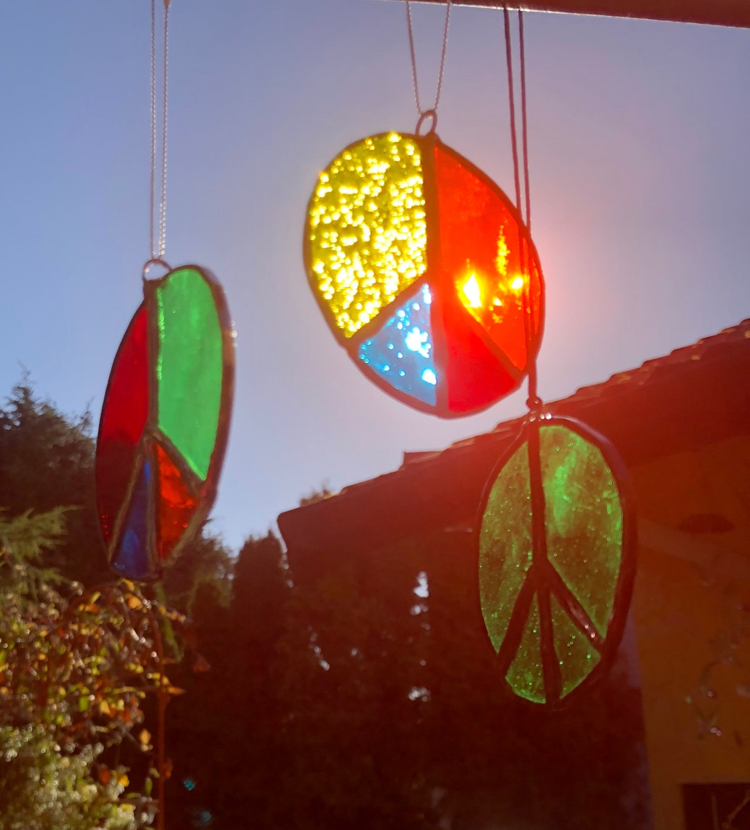 Glass Peace Sign (3 Inch), Glass Peace Sign, Peace Car Charms, Rear ...