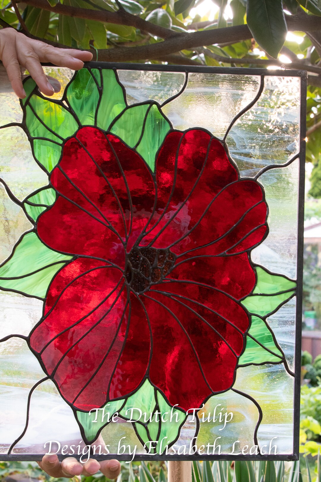 Stained Glass Poppy, Stained Glass Flower, Decorative Window Art, Gift ...