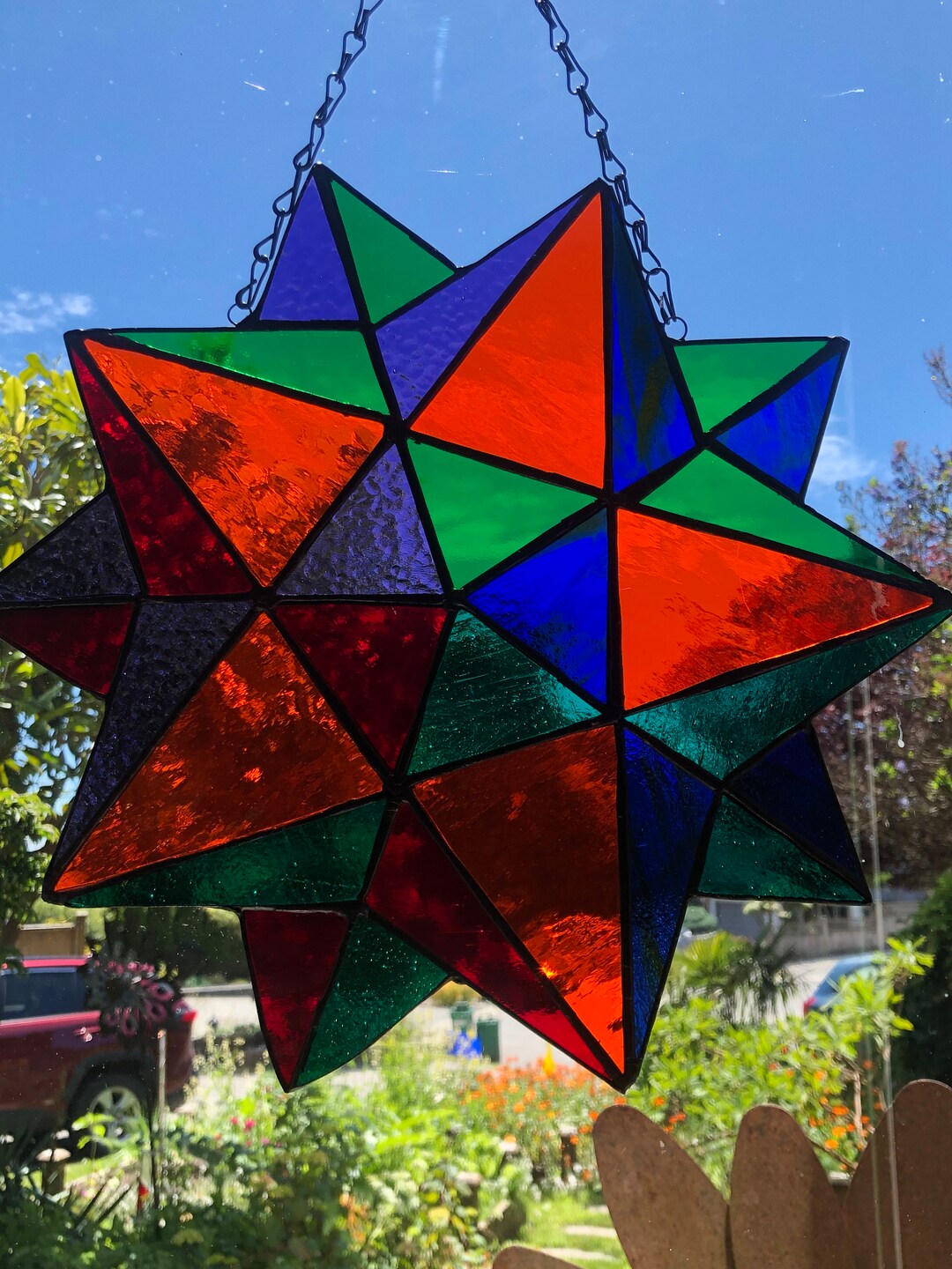 Stained Glass Optical Illusion, Size 15inches Around, Glass Geometric ...