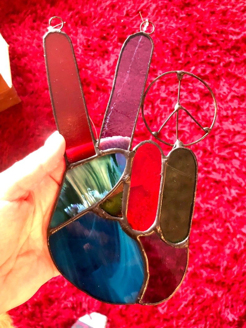 Stained Glass Peace Sign 8 Inches by 5 Inches Glass Ornament - Etsy