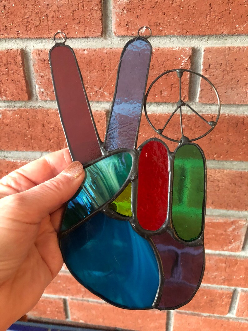 Stained Glass Peace Sign 8 Inches by 5 Inches Glass Ornament - Etsy
