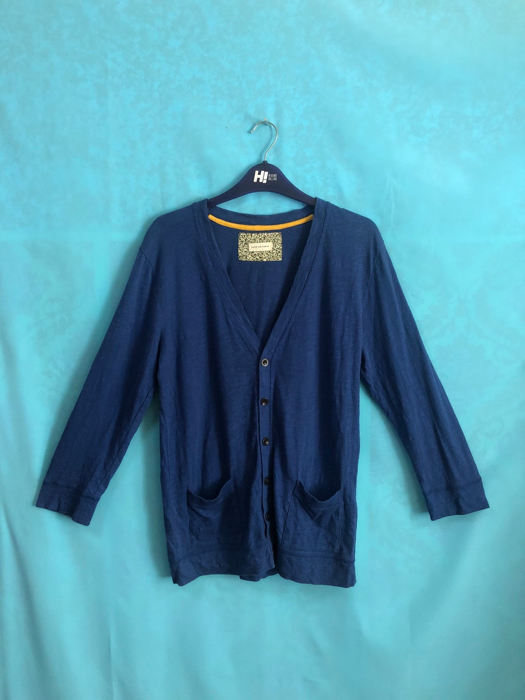 RARE NANO UNIVERSE Nano Library Japanese Designer Cardigans Blue Camo ...