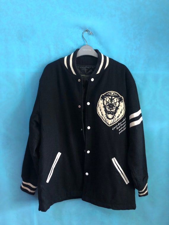 RARE!!VTG back channel rasta fury lion varsity jacket… - Gem