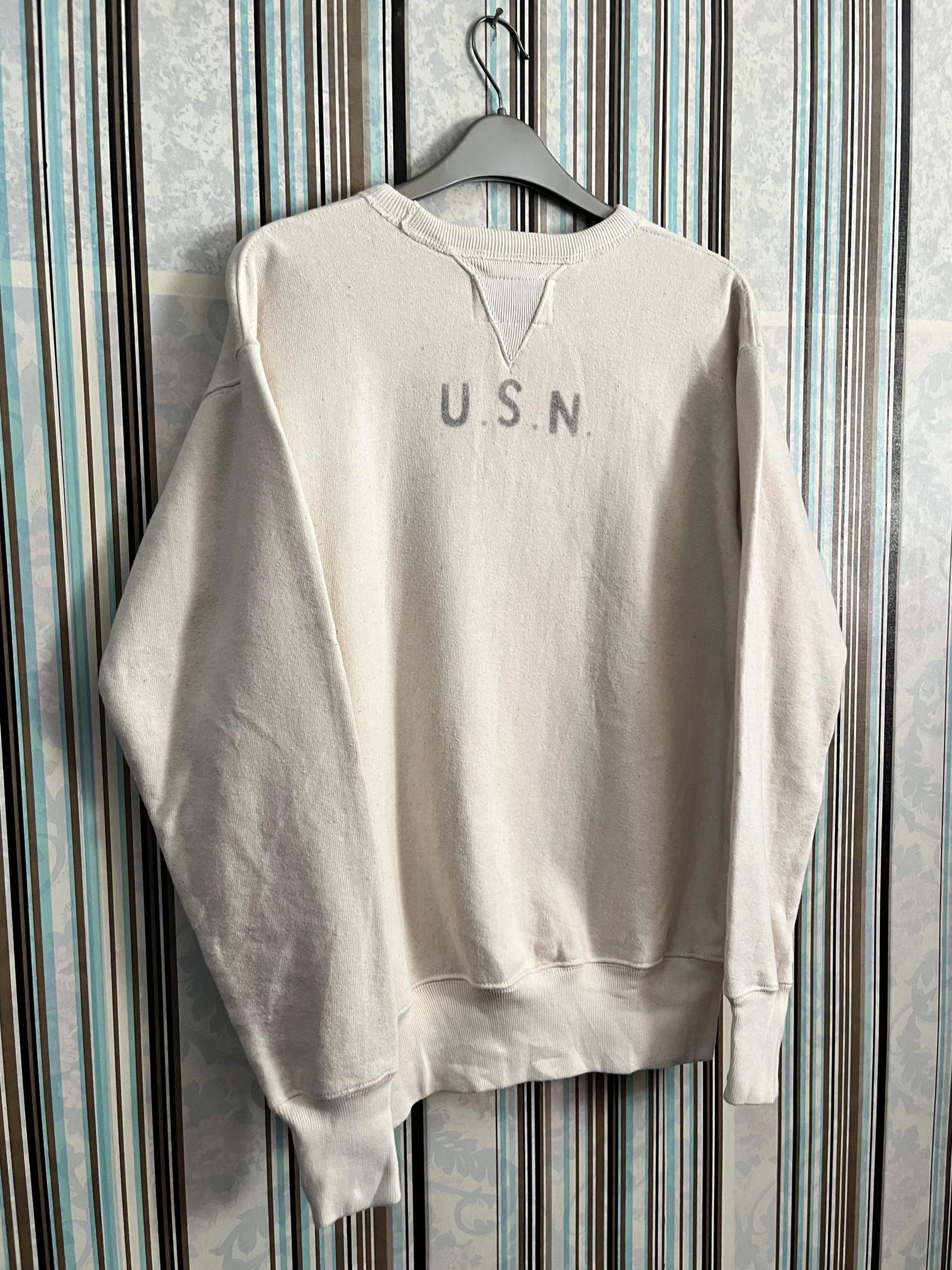 RARE!!VTG Reverse Weave Stencil Usn Sweatshirt Naval Clothing Factory ...